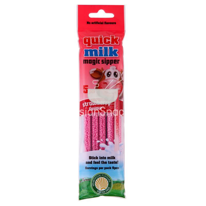 Quick Milk Magic Straws(Strawberry Candy) 30g 快妙牛奶魔力吸管(草莓味颗粒糖)30克 – ...